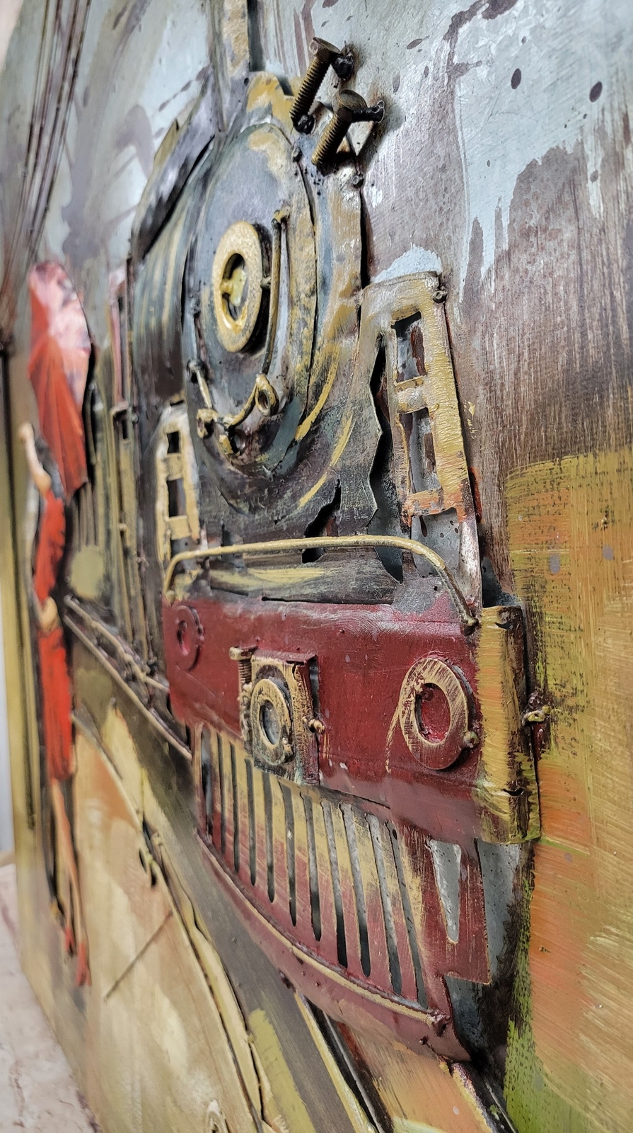 Unique Handmade Vintage Stream Train Metal 3D Wall Art metal Painting ...