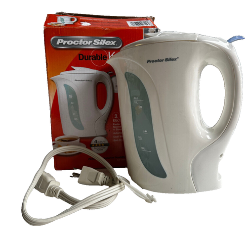 Proctor Silex Durable Electric Kettle White 1 Liter Detachable Cord ...