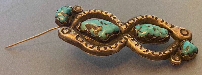 !Superb! Zuni attr Dan Simplicio or Juan Calavaza Snakes Pin Turquoise ...