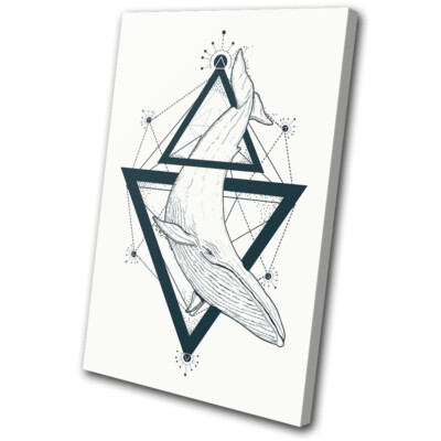 Geometric Triangles Blue Whale Animals SINGLE TELA parete arte foto ...