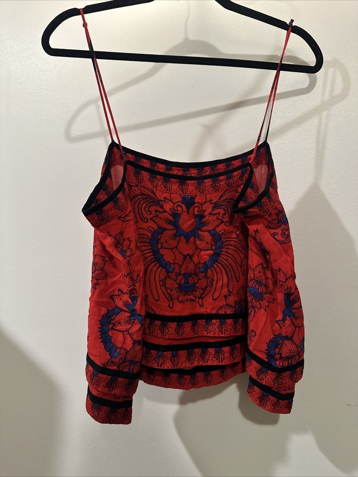 Free People Spaghetti Strap Vibrant Bohemian Spaghetti Strap Tank Red ...