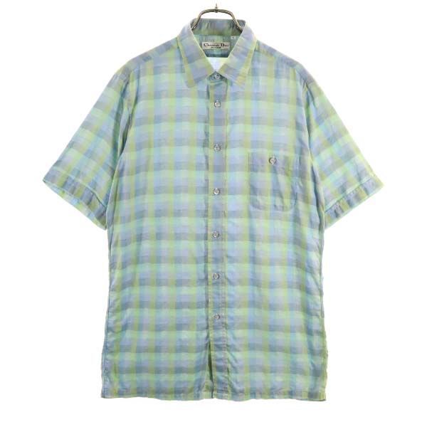 Christian Dior Grid pattern Short sleeve shirt L Blue… - Gem