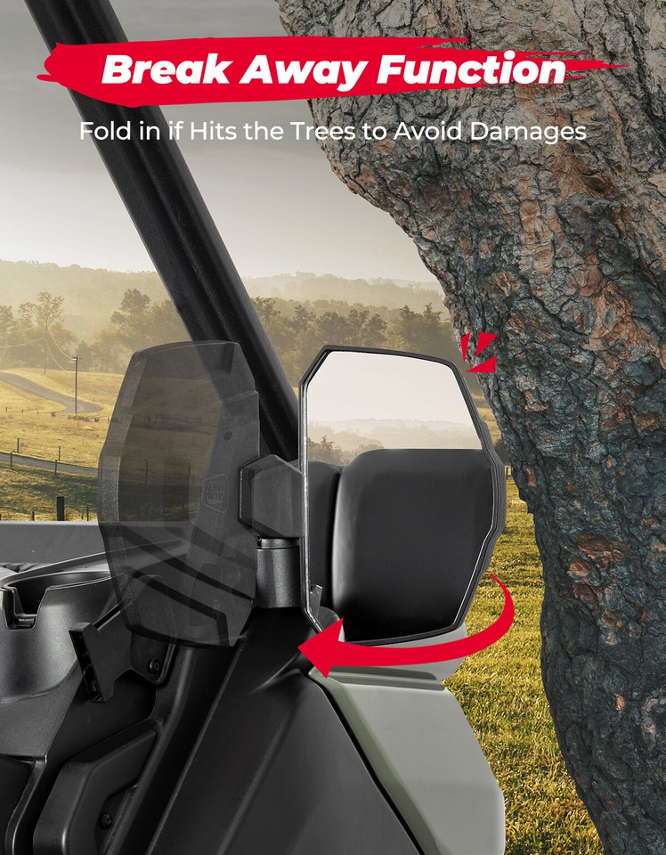 2PCS Left and Right Side Mirrors For 2016-25 Can Am Defender HD5 /8/10 ...