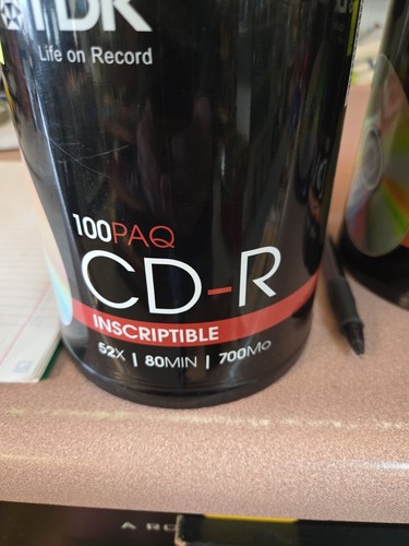 NEW TDK CD-R (Recordable) 100 Pack 700 MB 52x 80 min. New and Factory ...