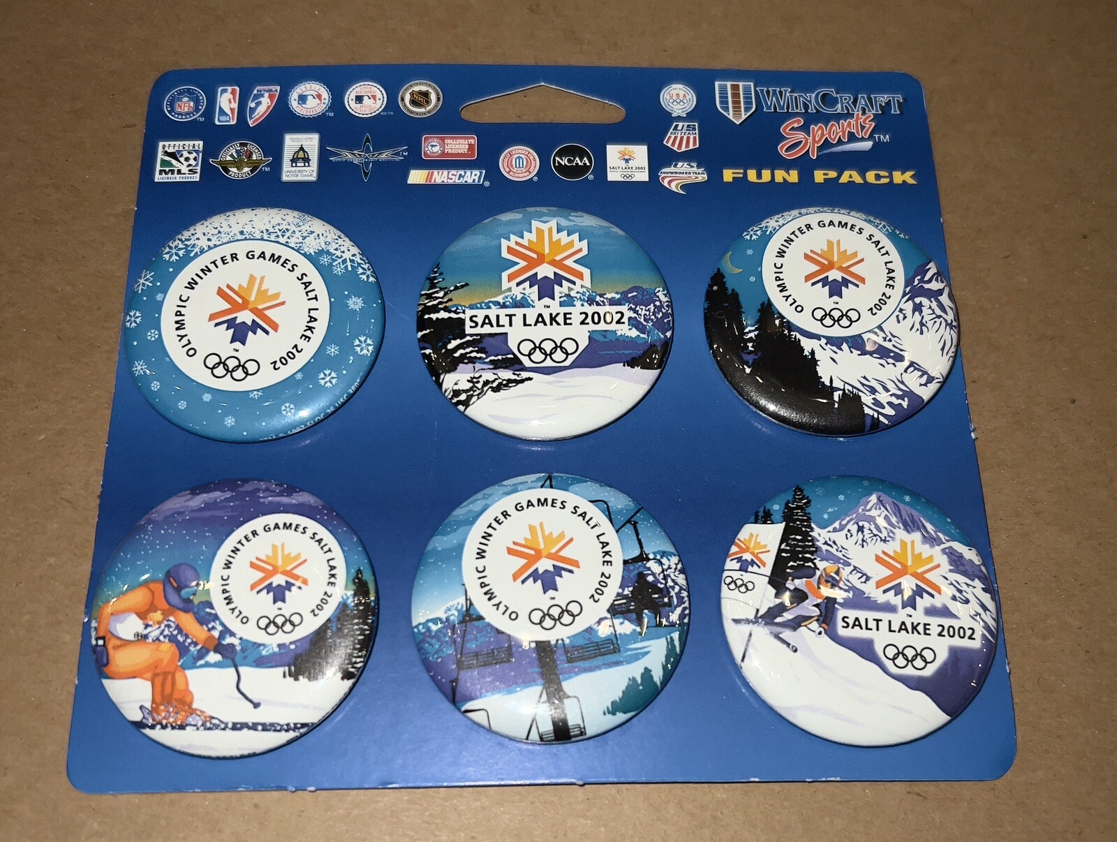 Olympic Pins 2002 Salt Lake City Logo Buttons Ski Boots Skier. NIP SET ...