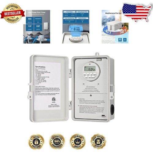 Weather-Resistant 7-Day Programmable Timer for Pool Pumps & Water ...