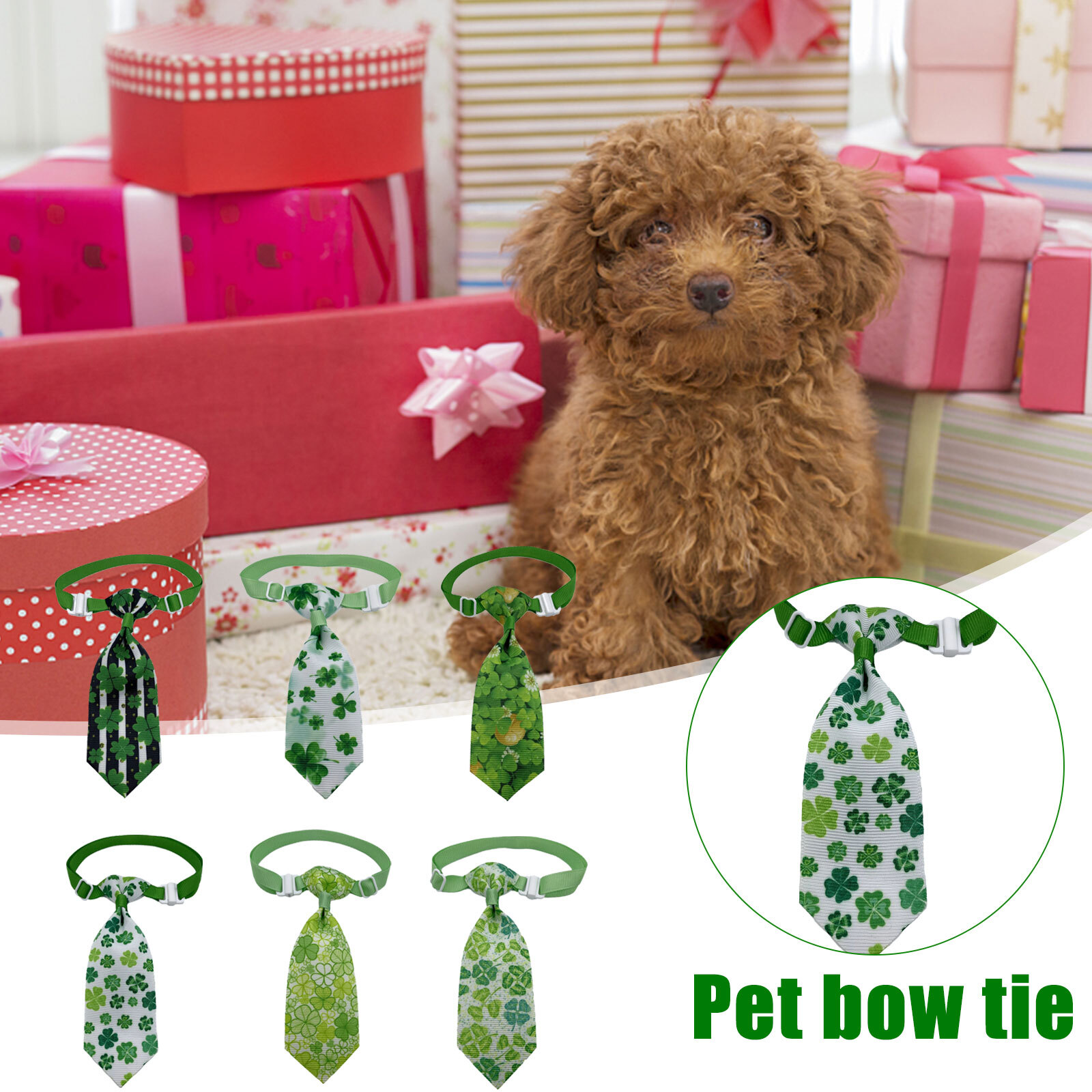 # Dog Neck Tie Adjustable Dog Cat Ties Collar for St. Patricks Costume ...