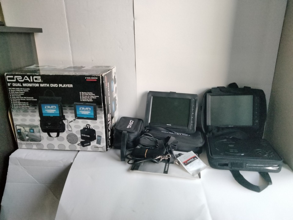 Craig CMD420 Portable DVD\CD\MP3\CD-R\CD-RW Player 2 Dual 8" Screen No ...