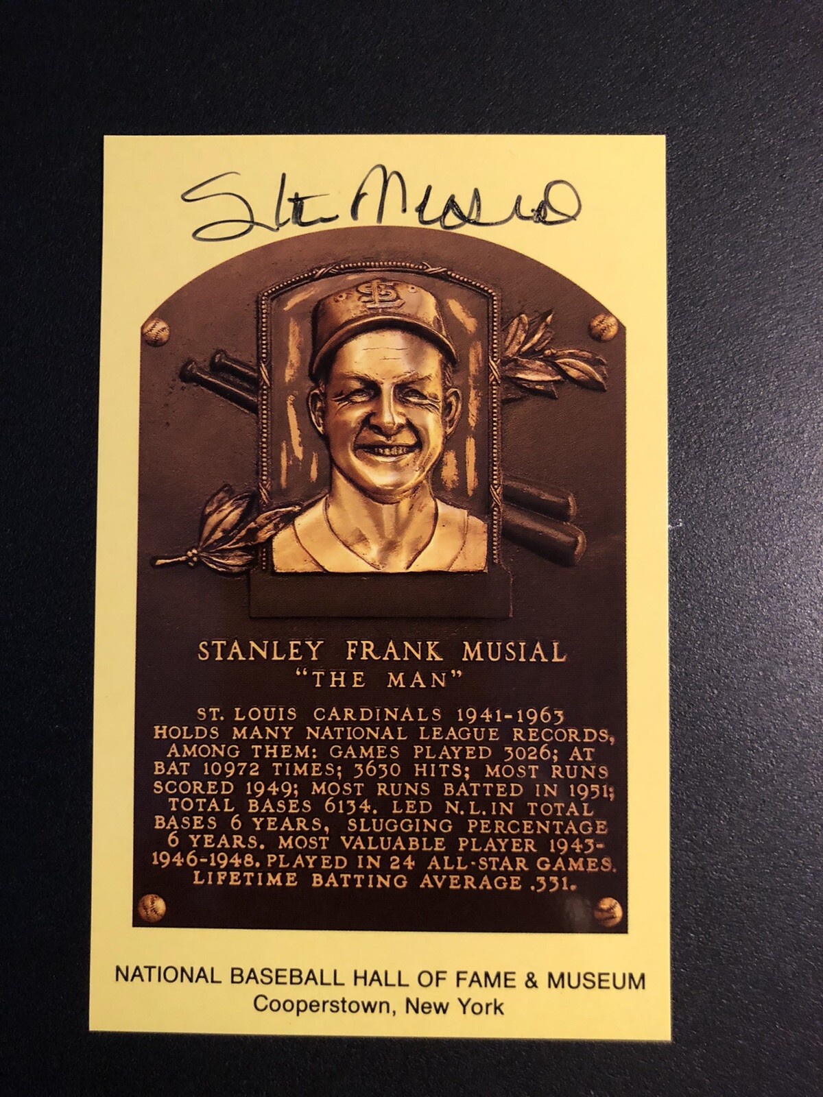 Stan Musial Autographed HOF Plaque Postcard | eBay