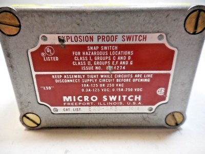 Micro Switch EXD-AR30-7019 Explosion Proof Snap Switch (125-250VAC, 10A ...
