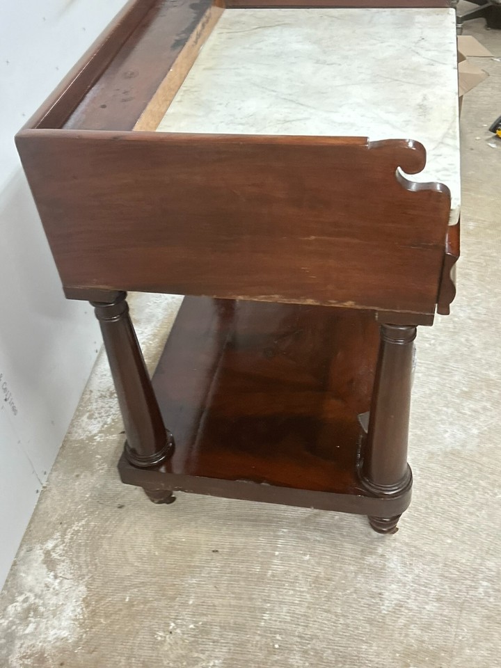 Antique NY Empire classical mixing table 1830 marble top stand mahogany ...