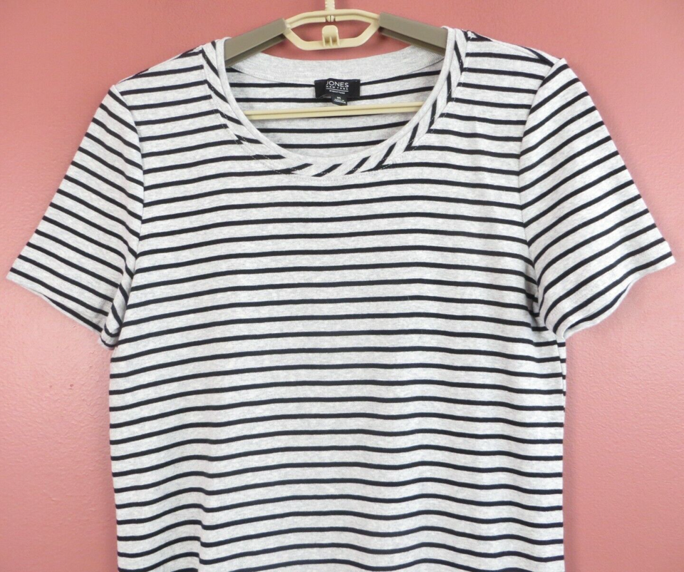 TB11309 JONES NEW YORK Women's 100% Cotton Top Short Sleeve Striped ...