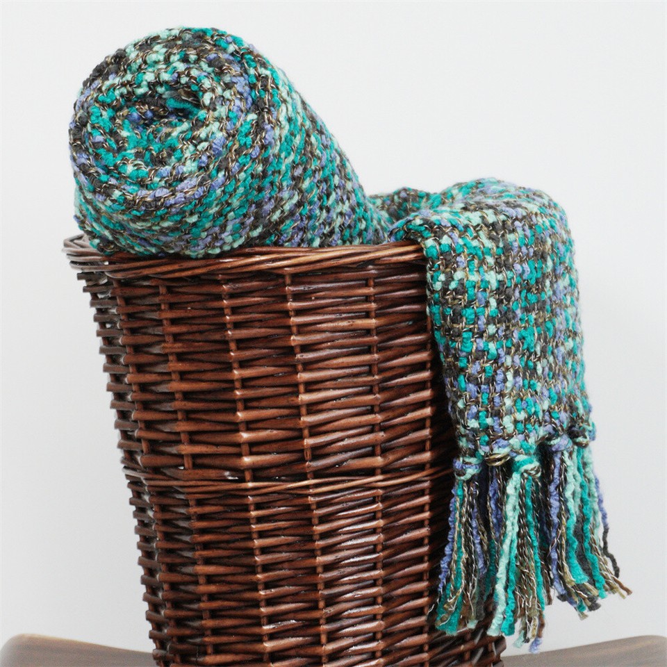 Multi-Color Naga Knitted Throw with Tassels – Cozy Boho Blanket for ...