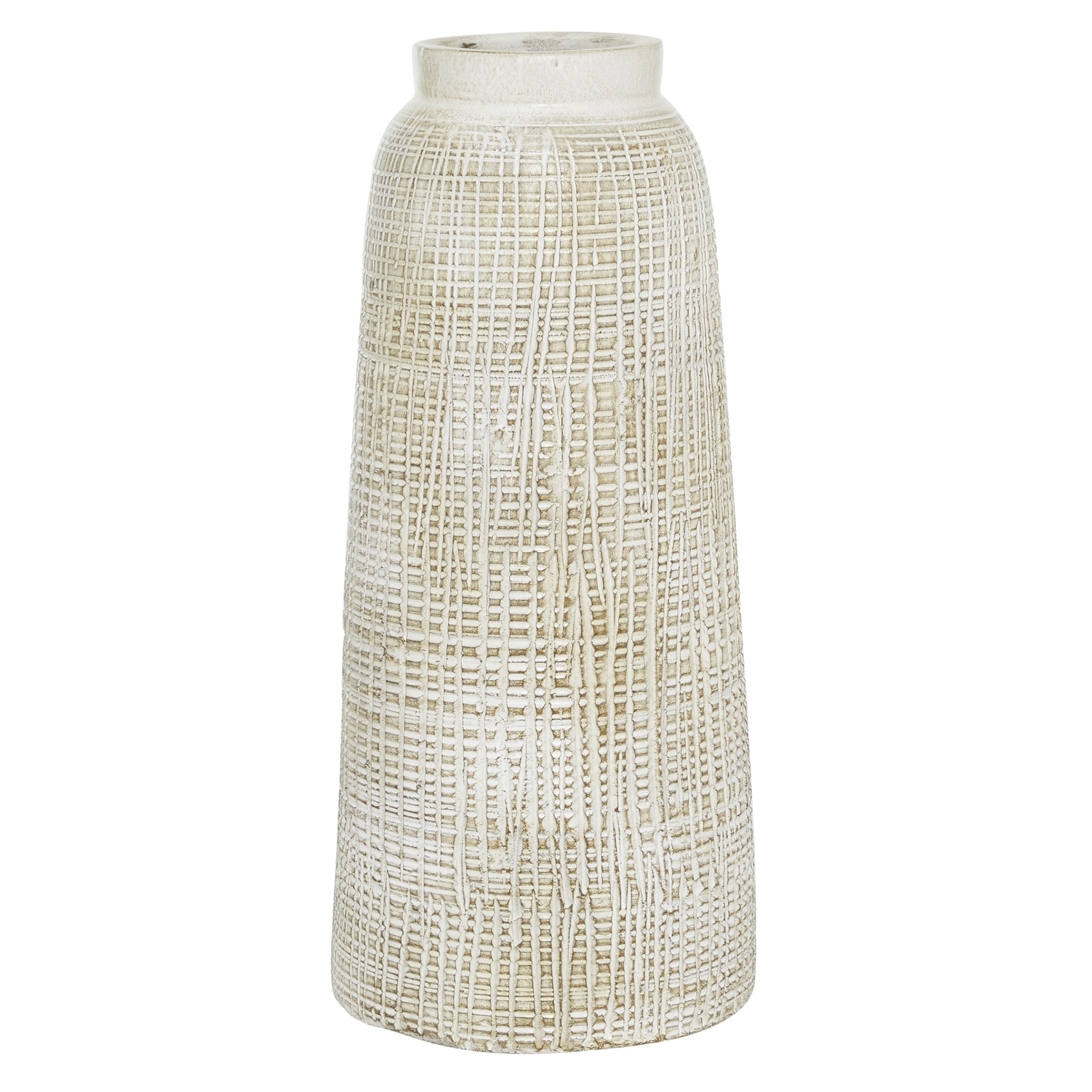 Ceramic Decorative Vase Textured Crosshatch Centerpiece Vase, Flower ...
