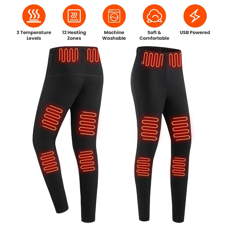 Men Women Heated Pants Winter Warm Electric USB Pants Thermal Heating ...