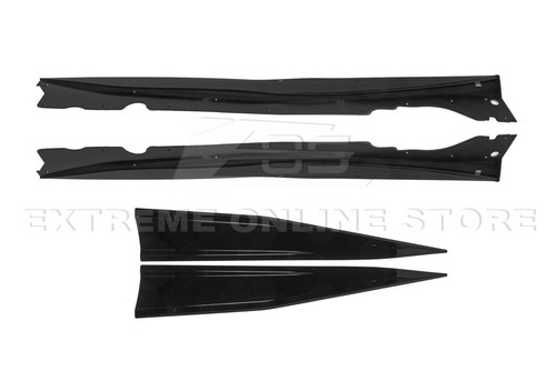 For 20-Up Corvette C8 Base 3VM Style GLOSSY BLACK Side Skirts Rocker ...
