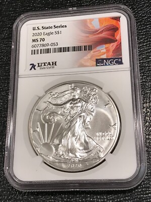 NGC MS70 2020 U. S. STATES SERIES UTAH SILVER AMERICAN EAGLE COIN ...