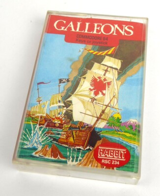 Commodore 64 C64 Spiel -- GALLEONS (Rabbit Software) -- Tape Kassette ...