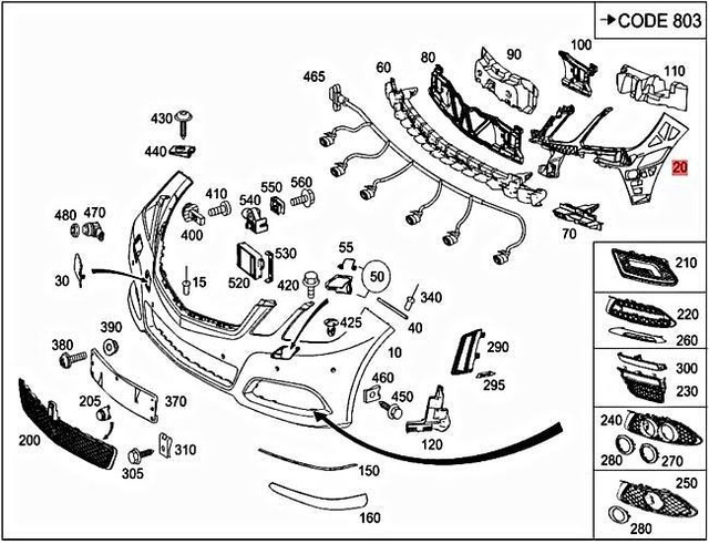 MERCEDES Mercedes-Benz OEM E350 Front Bumper Grille-carrier Right ...