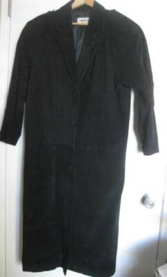 SPLIT END LTD long winter Trench coat Jacket BLACK suede S | eBay