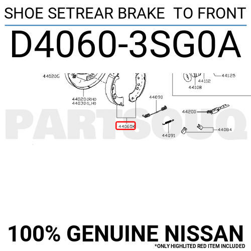 D40603SG0A Genuine Nissan SHOE SETREAR BRAKE TO FRONT D4060-3SG0A | eBay