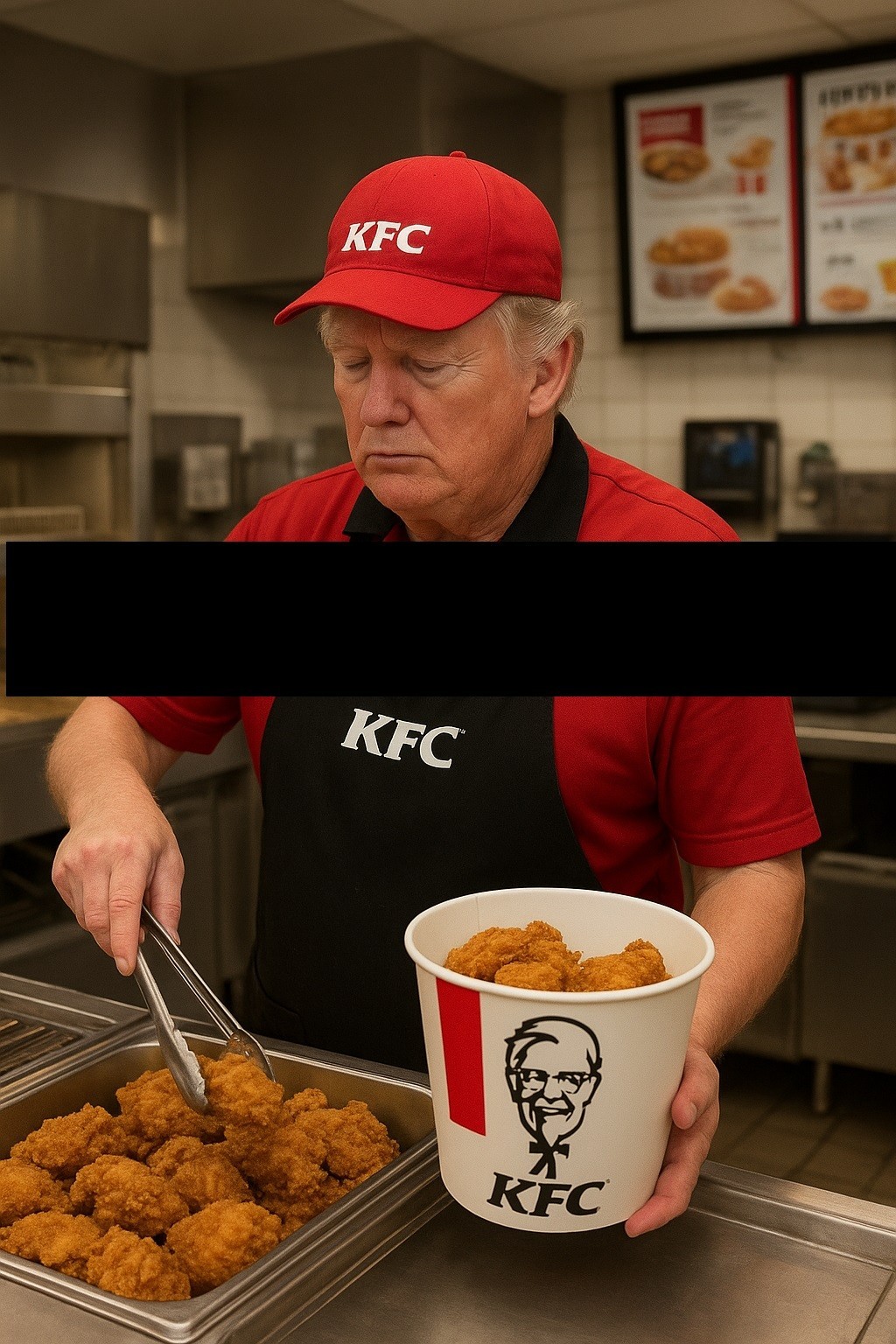 PRESIDENT DONALD TRUMP WORKING AT KFC FAST FOOD WORKER 8X10 AI PHOTO | eBay