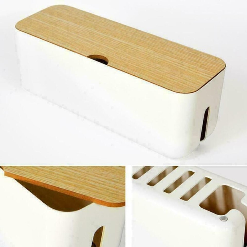 Large Wire Cord Storage Box Cable Tidy Management Socket Organizer ...