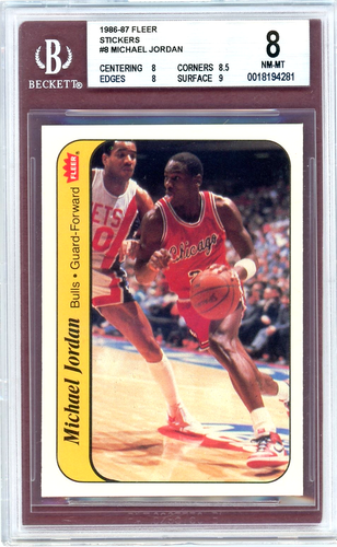 MICHAEL JORDAN " 1986 " FLEER STICKER #8 " ROOKIE " BGS 8 $$$ !!! | eBay