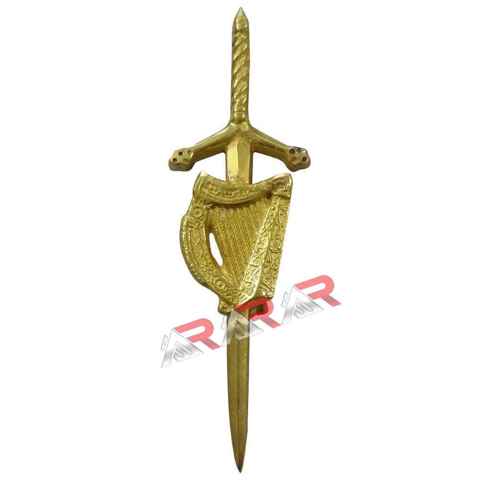 Kilt Pins Scottish Irish Celtic Highland Harp Sword kilts Pin 4" 3 Gold ...