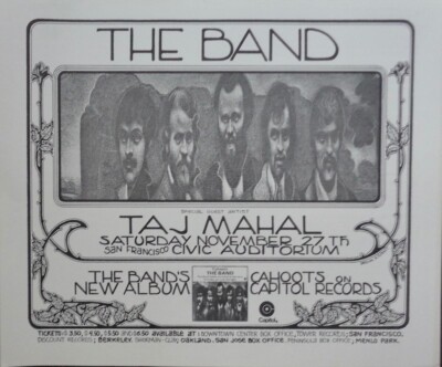 BAND TAJ MAHAL 1971 SAN FRANCISCO original concert poster BILL GRAHAM ...