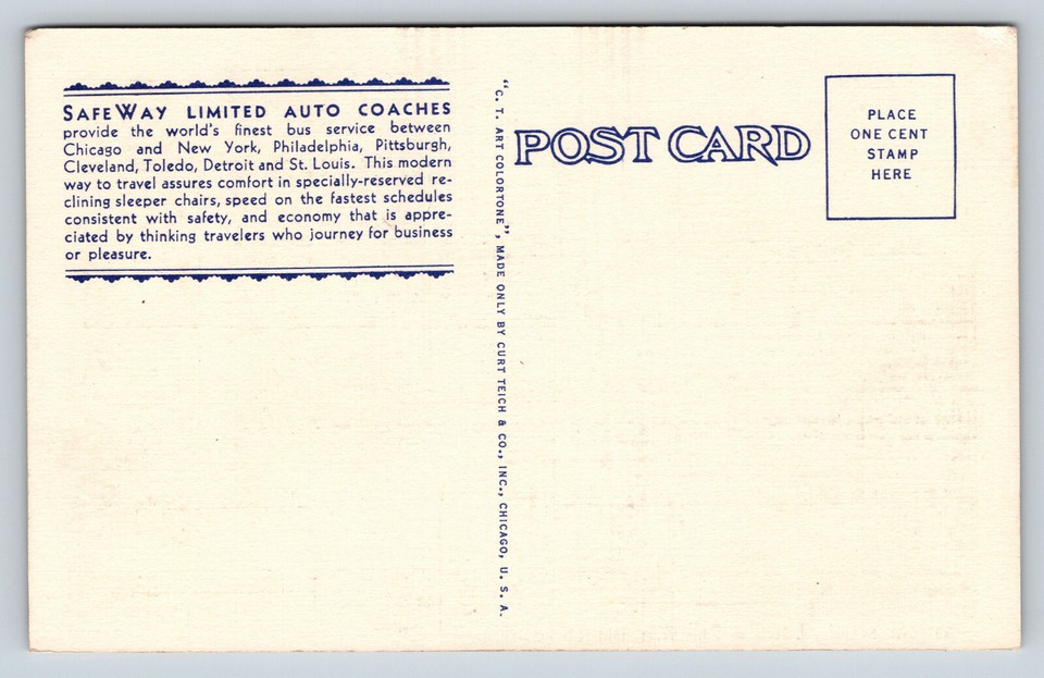 Vintage Postcard Typical Scene Along SafeWay Limited Route Bus Auto ...