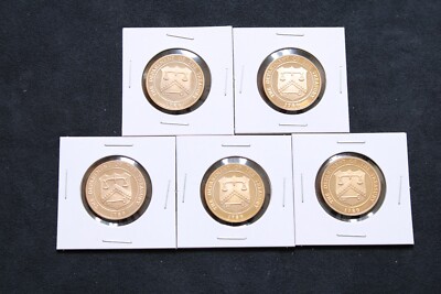 Five 5 US 1982 Proof Set Brass Tokens - 1789 Department of Treasury ...
