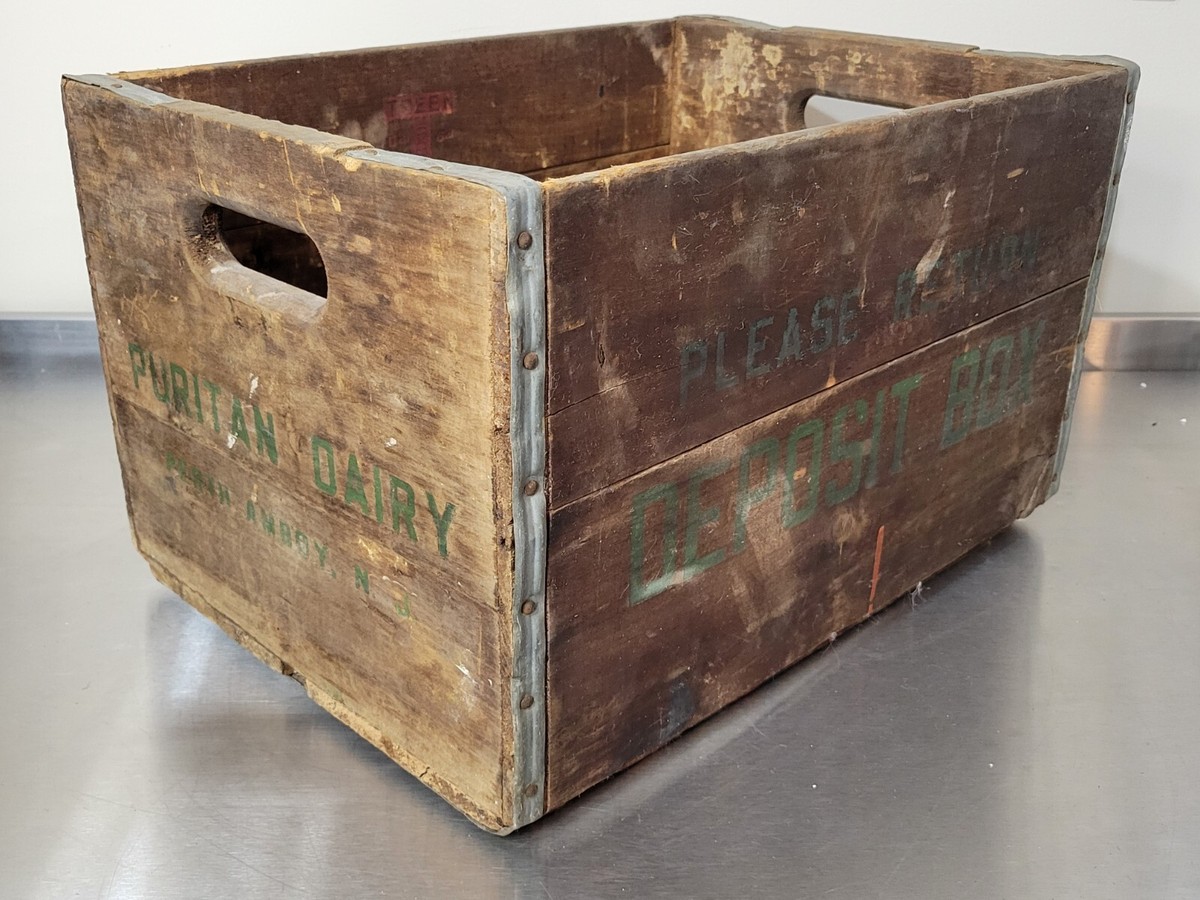 Antique Wood Milk Crate Hood Milk Crate, Wood And Metal Crate, Vintage