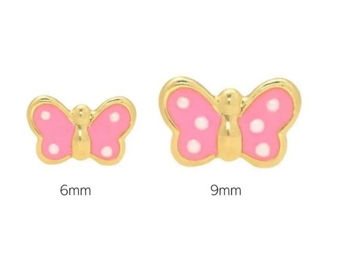 Solid 14k Yellow Gold Enamel 7x4.5mm Butterfly Baby Screw Back Earrings ...