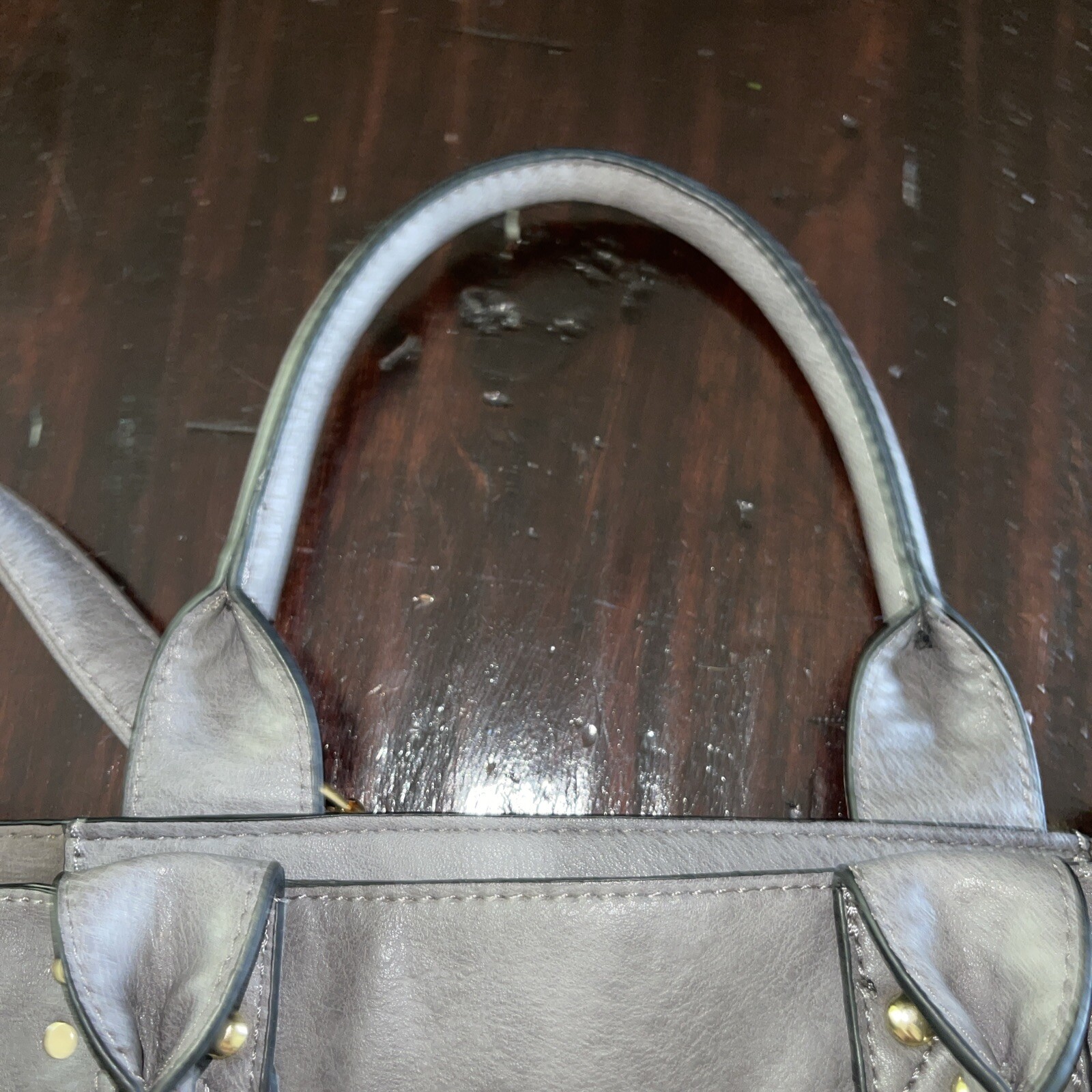 Dasein Woman's Handbag Purse With Removable Middle Pouch Gray W/ Gold ...