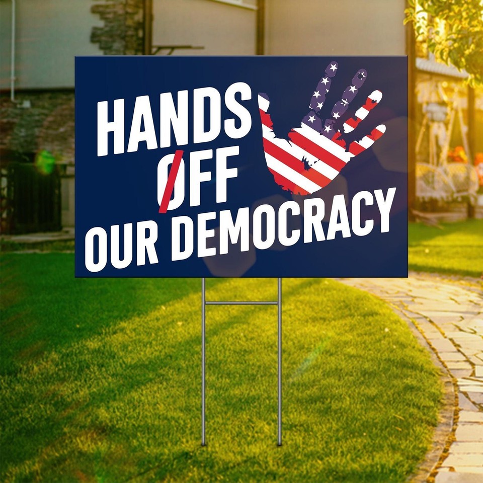 Hands Off Our Democracy Yard Sign, Fight Oligarchy Yard Sign, Anti ...