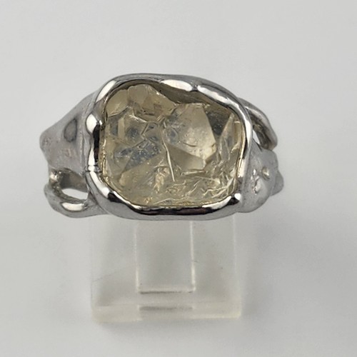Sterling Silver 925 Stamped Smooth Hammered Finish Yellow Jagged Stone ...