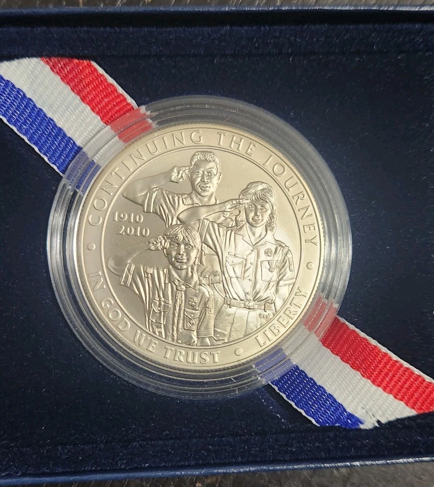 2010 Boy Scout Commemorative Silver Dollar 90% Silver US $1 Coin (Box ...
