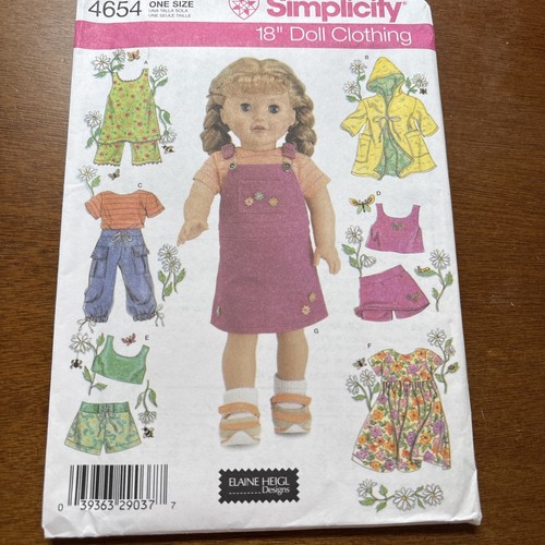 Simplicity 18”doll Clothing 4654 | eBay