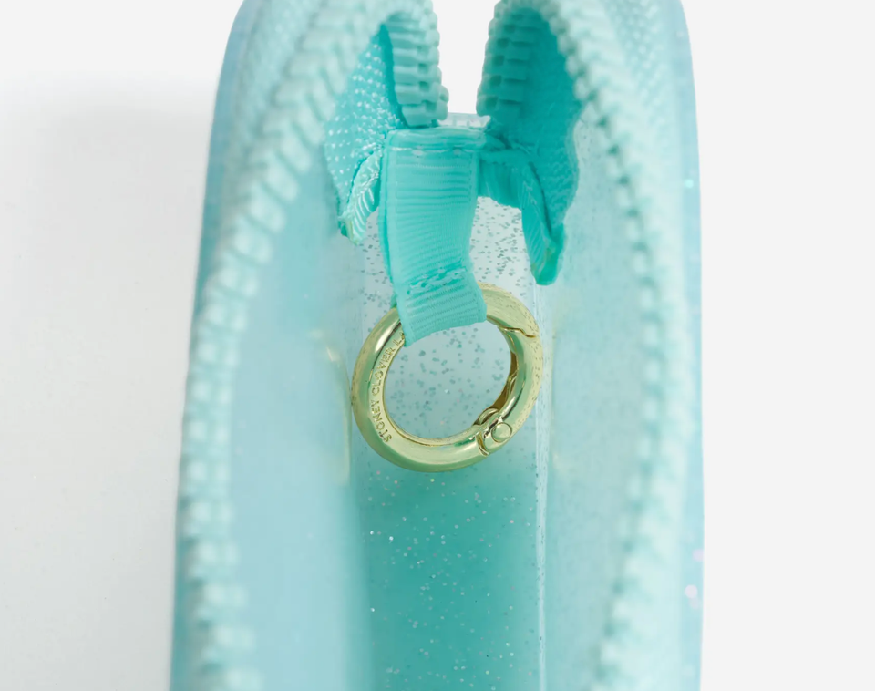 Stoney Clover Lane light blue glitter small micro jelly pouch new with ...