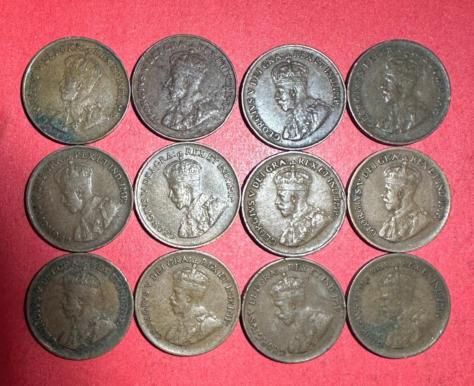 1920-1936 Canada King George Small Cent Collection of 12 Different ...