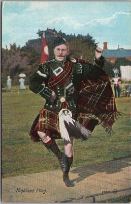 Vintage 1910s SCOTLAND Postcard "Highland Fling" Scottish Man in Kilt ...