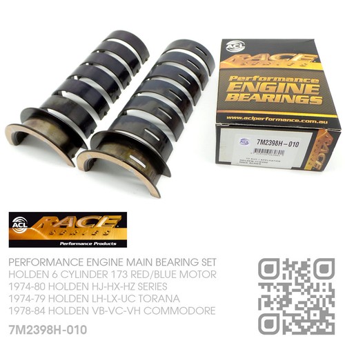 ACL RACE MAIN BEARINGS -0.010" 6 CYL 173 RED MOTOR [HOLDEN LH-LX-UC ...