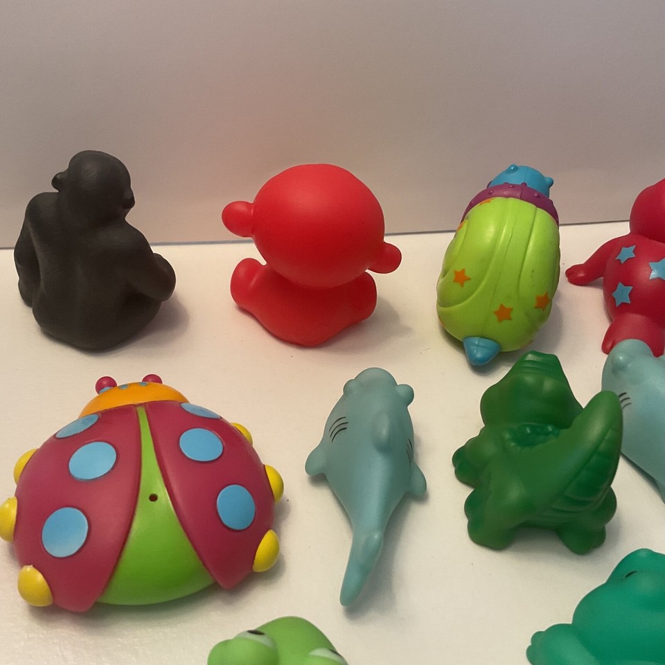 Toy Rubber Animal Lot of 12 Figures 1” to 3” Tall Bathtub Toys Baby ...