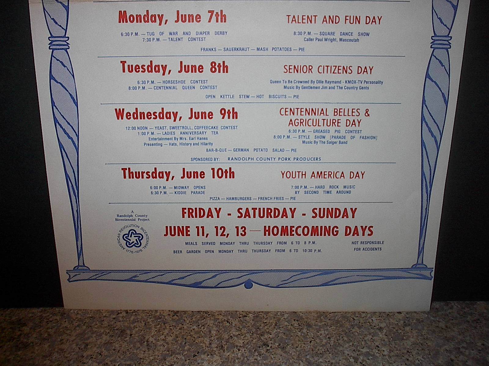 1976 Baldwin ILLINOIS IL Centennial Homecoming Randolph County ILL ...