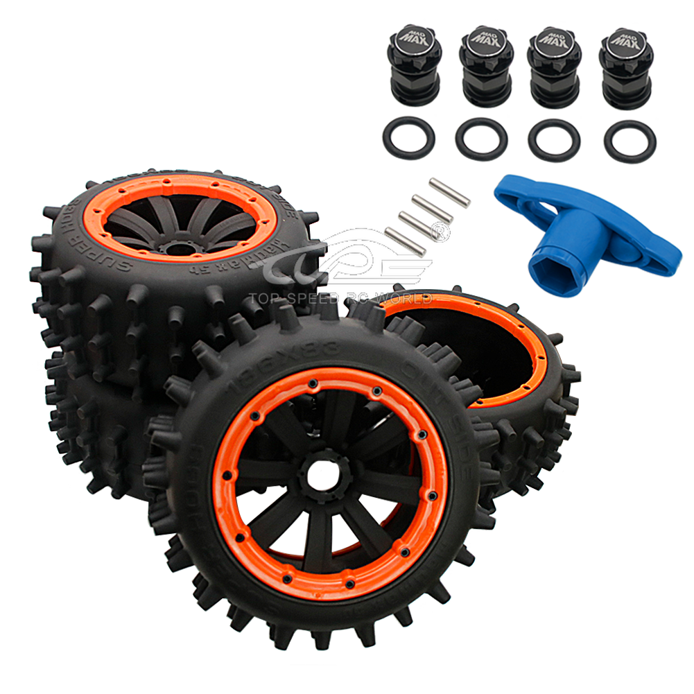 Rubber Cone Wheel Tyres Set of 4PCS 24mm Fit 1/5 LOSI 5IVE T 2.0 DBXL ...