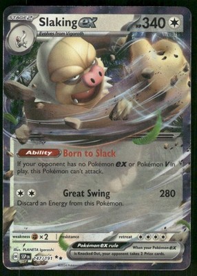 Slaking ex - 147/191 Double Rare Holo NM Pokemon SV08: Surging Sparks ...