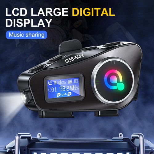 LCD Display Motorcycle Bluetooth Headphones Helmet Intercom Headset FM ...