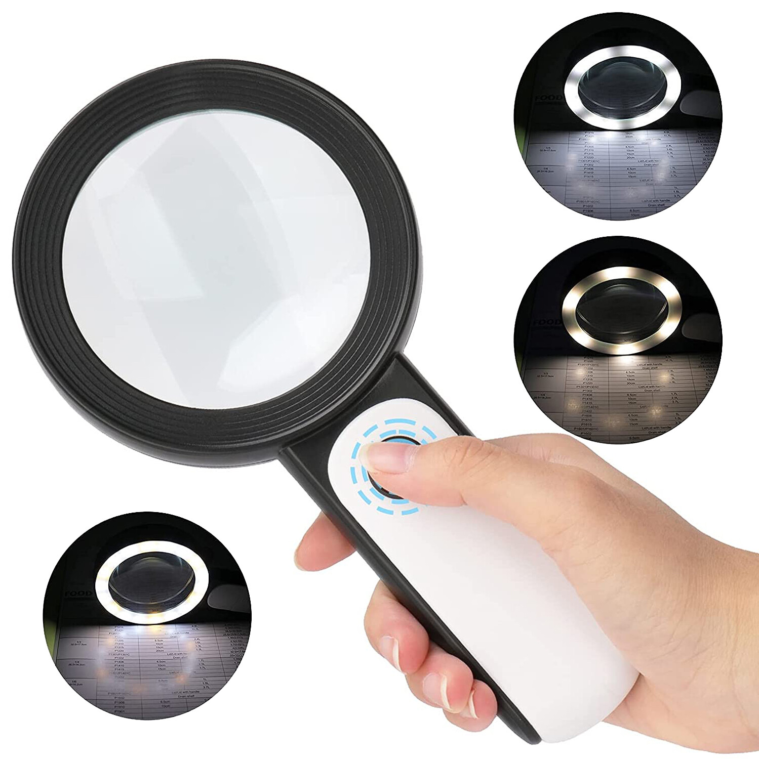 Extra Große LED Handlupe mit Licht 30Fach Vergrößerung Beleuchtete ...