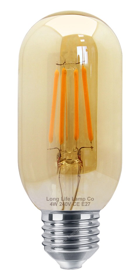 Retro Vintage LED 4w Edison Style Filament Tube Bulb Smoked Gold Glass ...